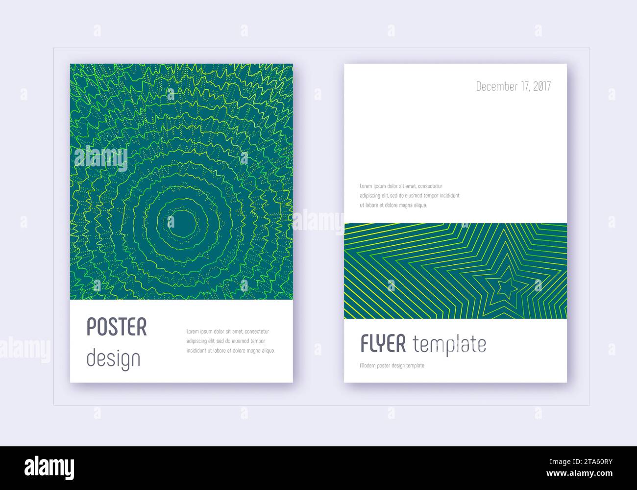 Minimalistic cover design template set. Green abstract lines on dark ...