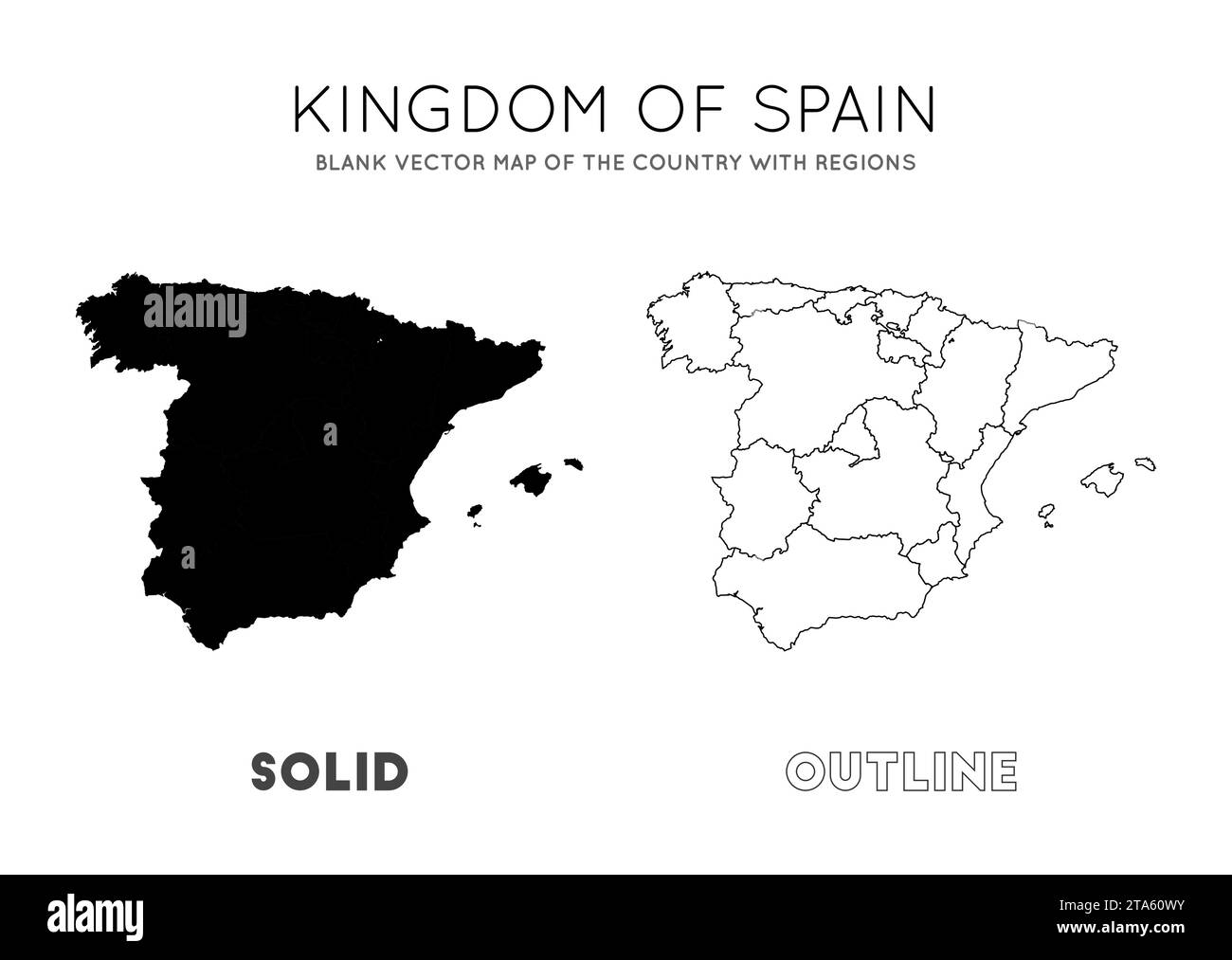 Spain map. Blank vector map of the country with regions. Borders of Spain for your infographic ...