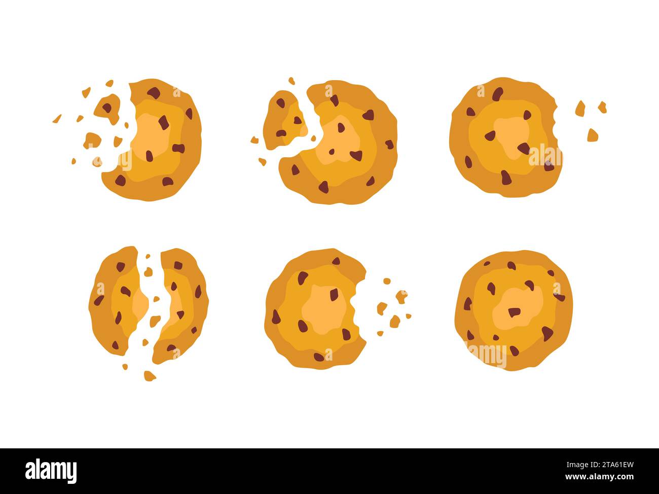 Cookies with crumbs vector cartoon set icon. Vector illustration ...