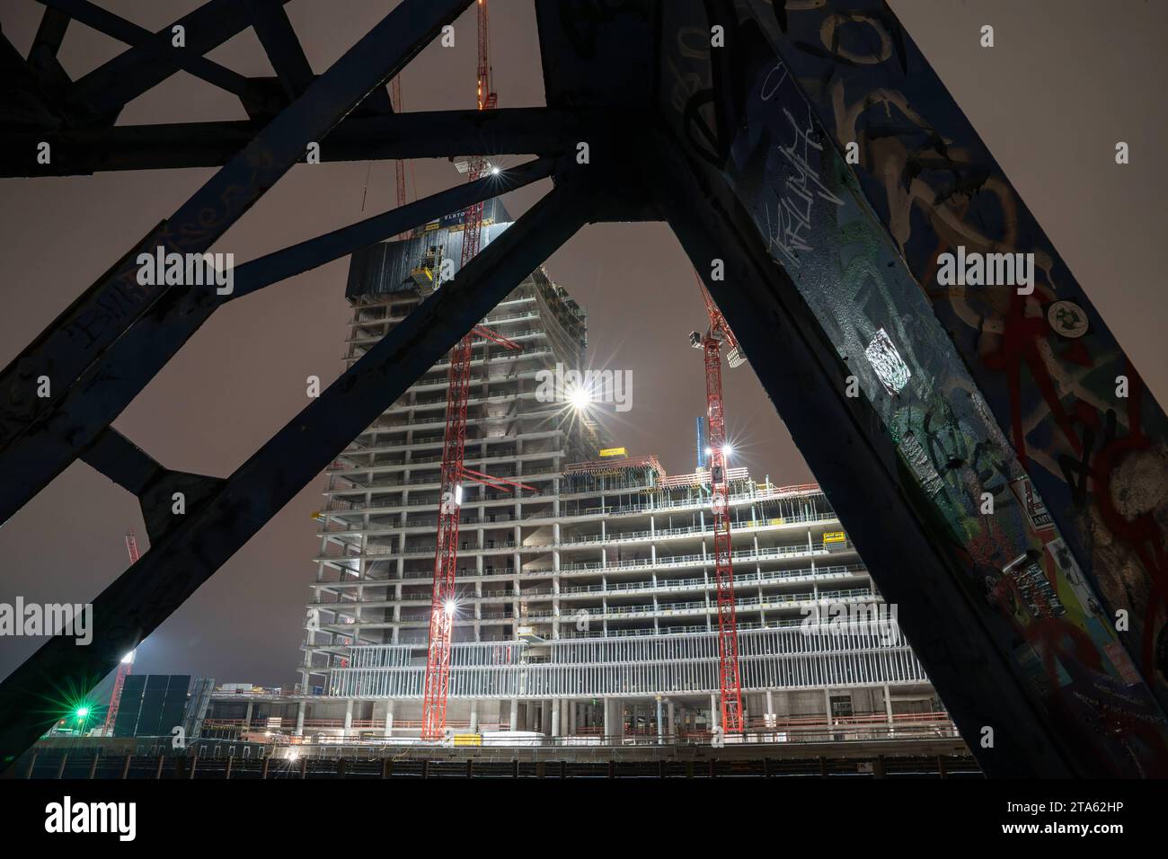Elbtower in Hamburg - Baustopp im Oktober 2023 Baustelle nach Einstellung der der Zahlungen an ...
