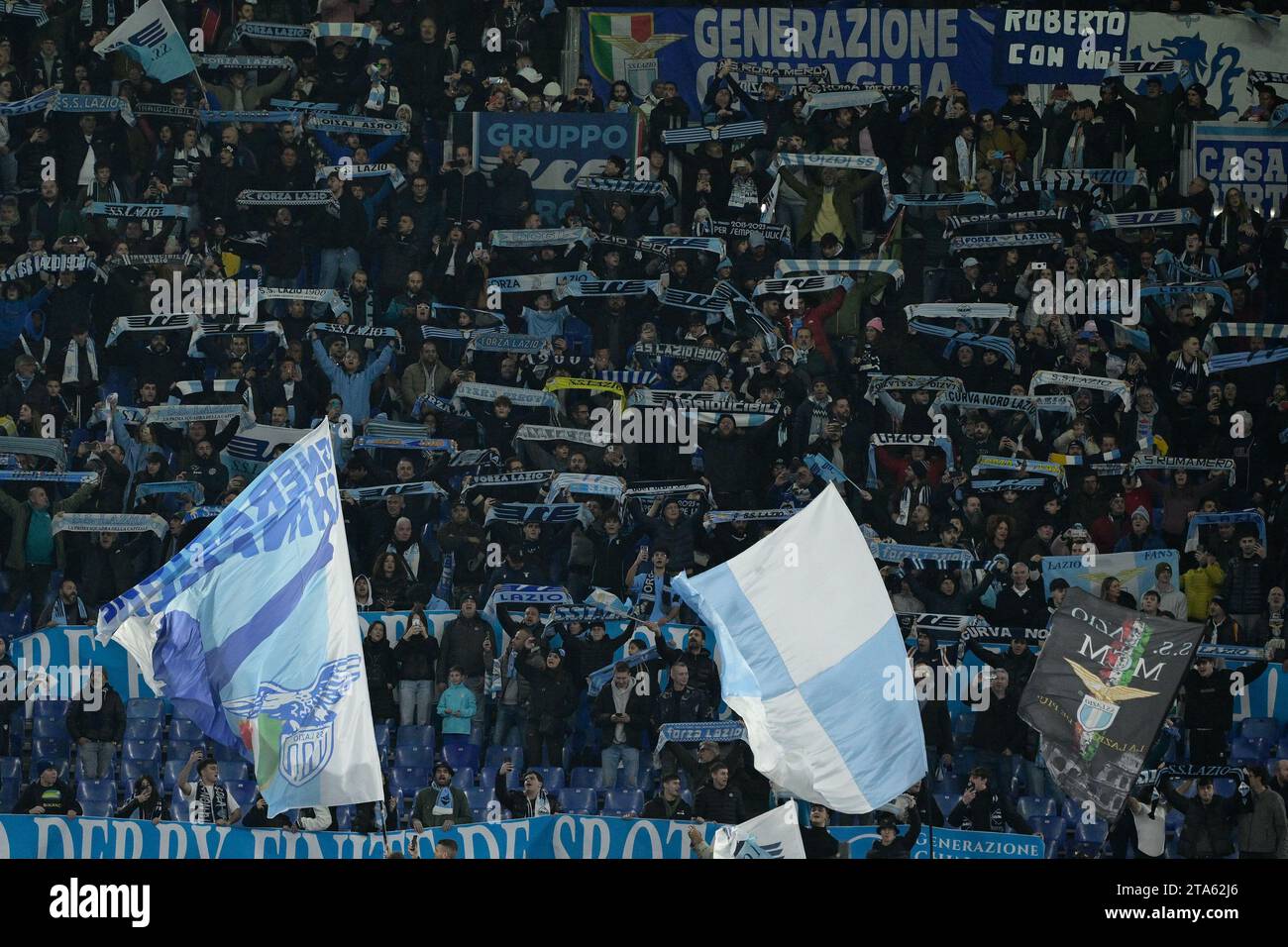 Rome, Italy. 28th Nov, 2023. SS Lazio supporters during the UEFA ...