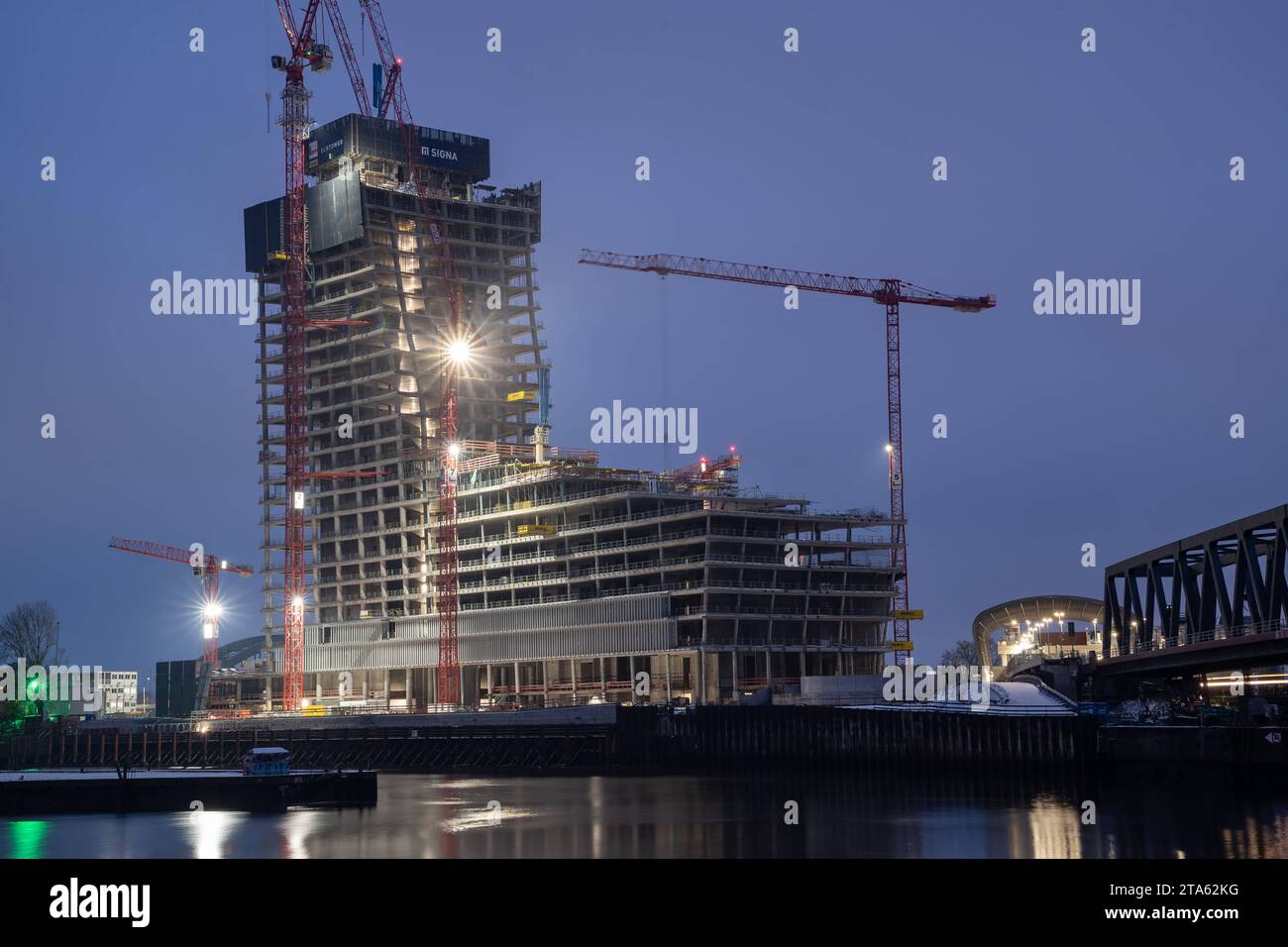 Elbtower in Hamburg - Baustopp im Oktober 2023 Baustelle nach Einstellung der der Zahlungen an ...