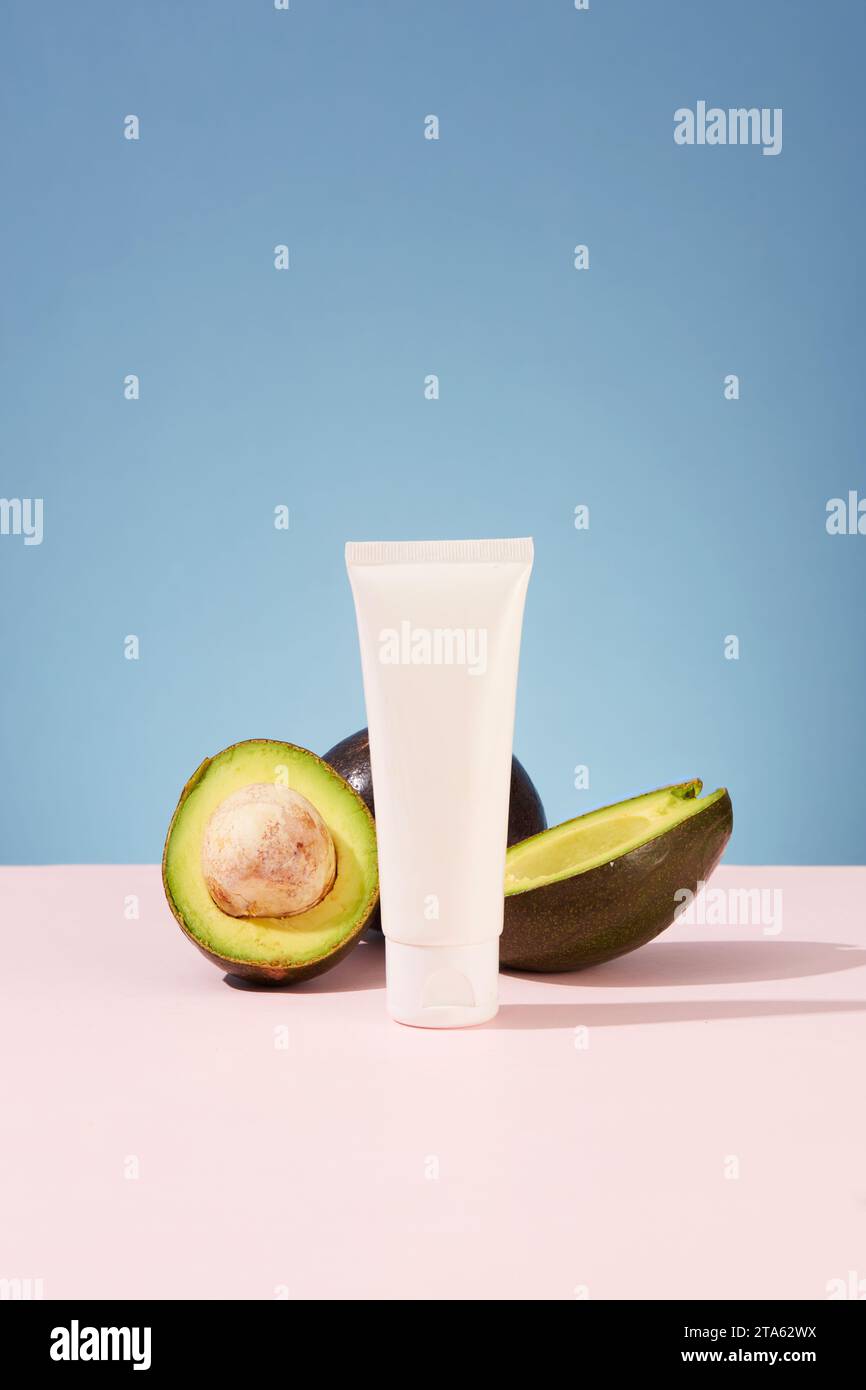 Minimalist scene for advertising cosmetic with ingredient from avocado ...