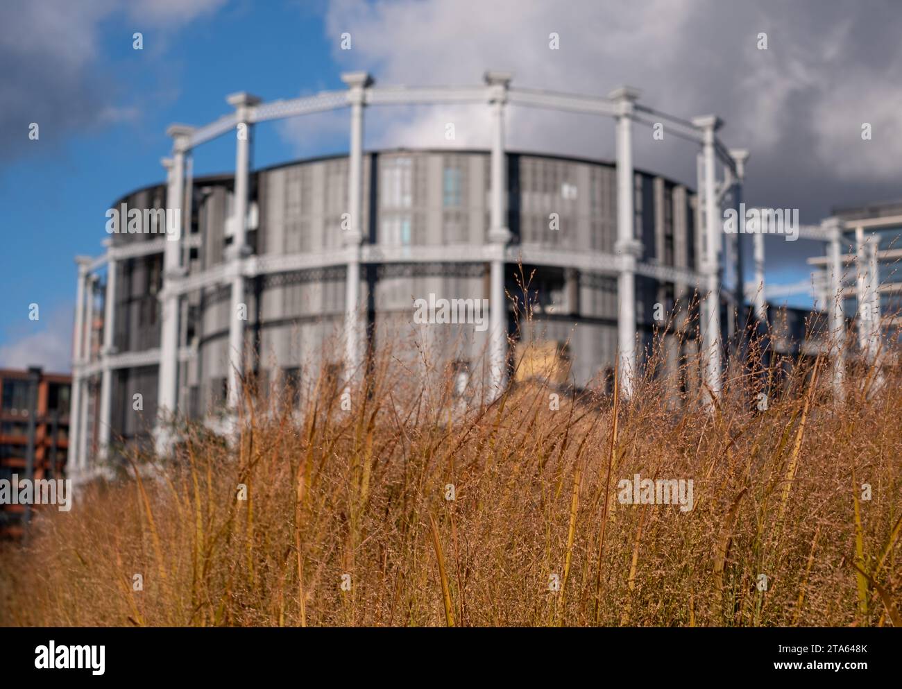 Kings Cross, London UK. Victorian gas holders converted into upmarket ...