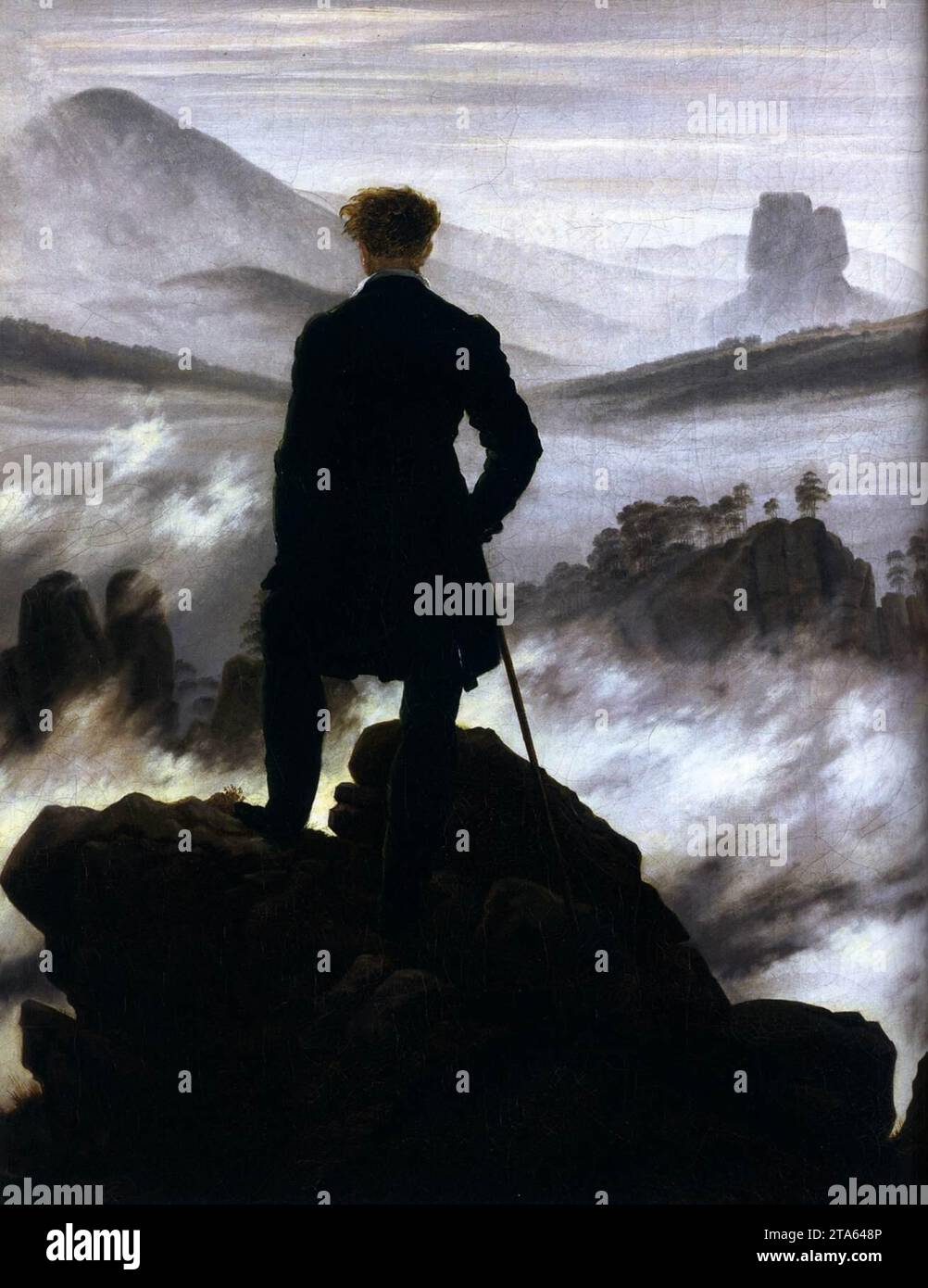 The Wanderer above the Mists (detail) 1817-18 by Caspar David Friedrich ...