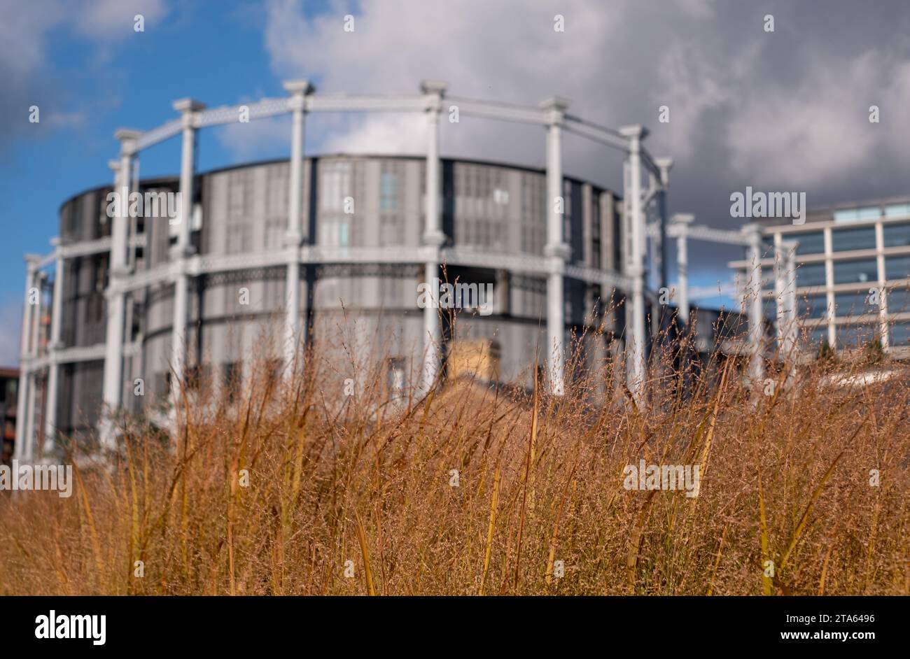 Kings Cross, London UK. Victorian gas holders converted into upmarket ...