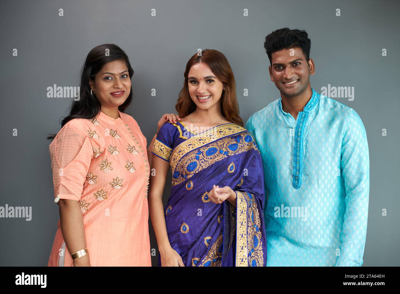 Portrait of smiling Indian business team in traditional costumes Stock ...