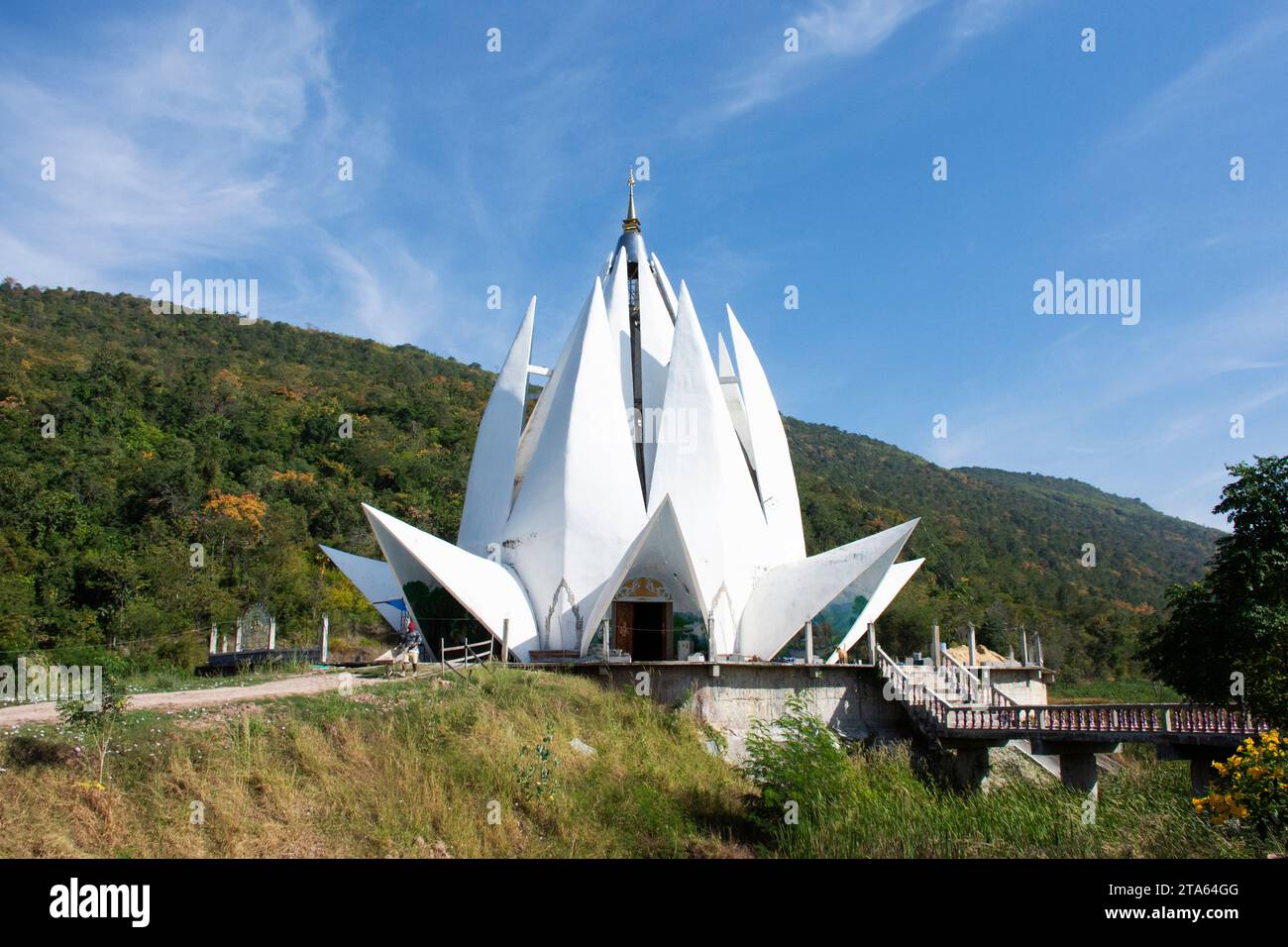 Sculpture lotus ordination hall and carving waterlily ubosot for thai ...