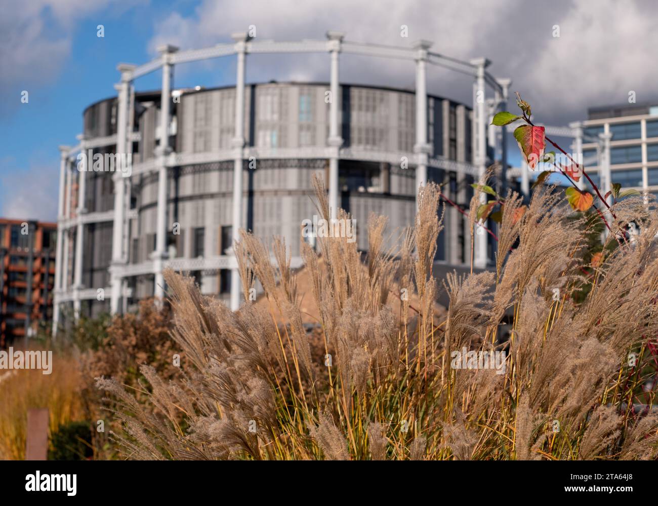 Kings Cross, London UK. Victorian gas holders converted into upmarket ...