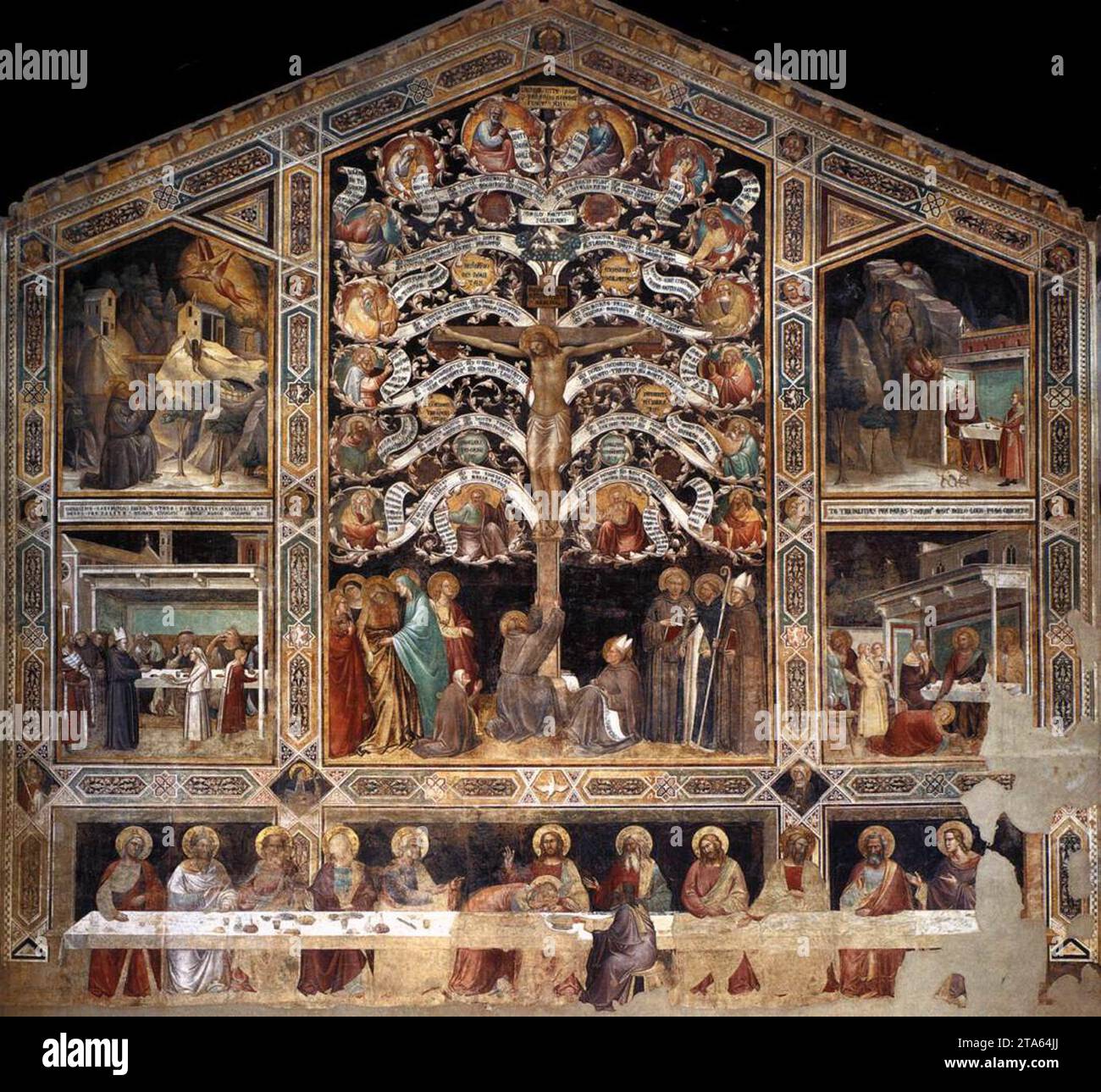 Last Supper, Tree of Life and Four Miracle Scenes c. 1360 by Taddeo ...