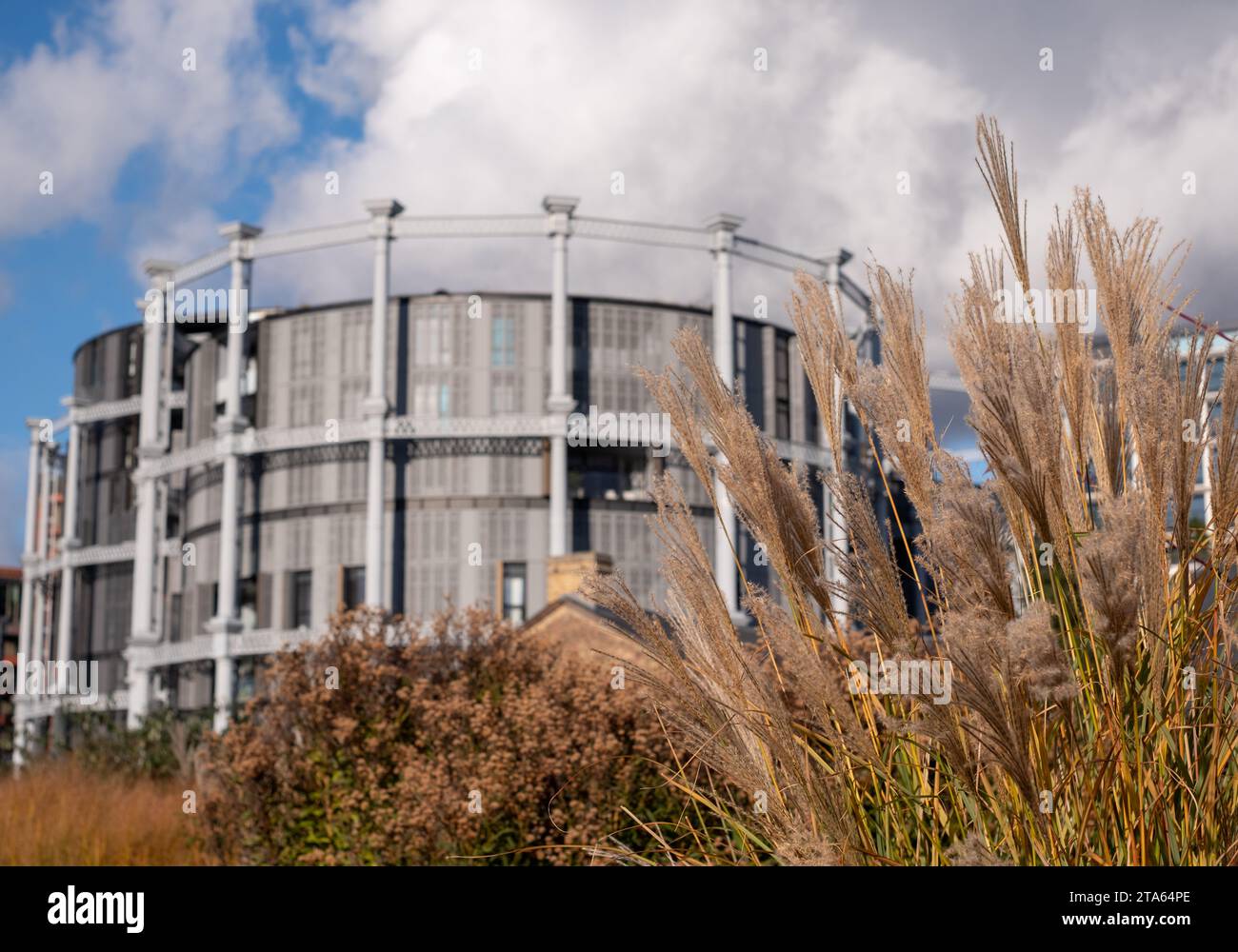 Kings Cross, London UK. Victorian gas holders converted into upmarket ...
