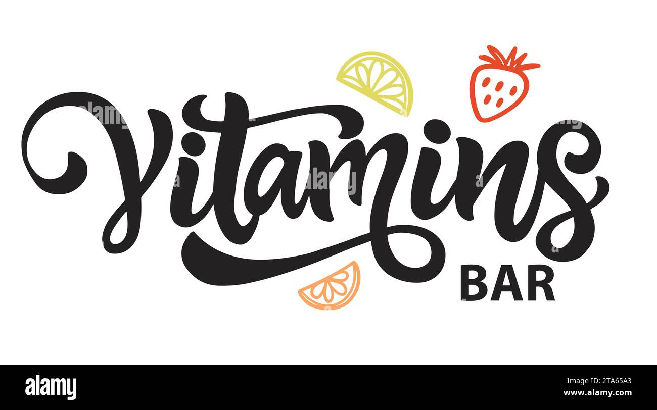 Vitamins Bar Emblem. Juice Drink lettering Logo Stock Vector Image ...