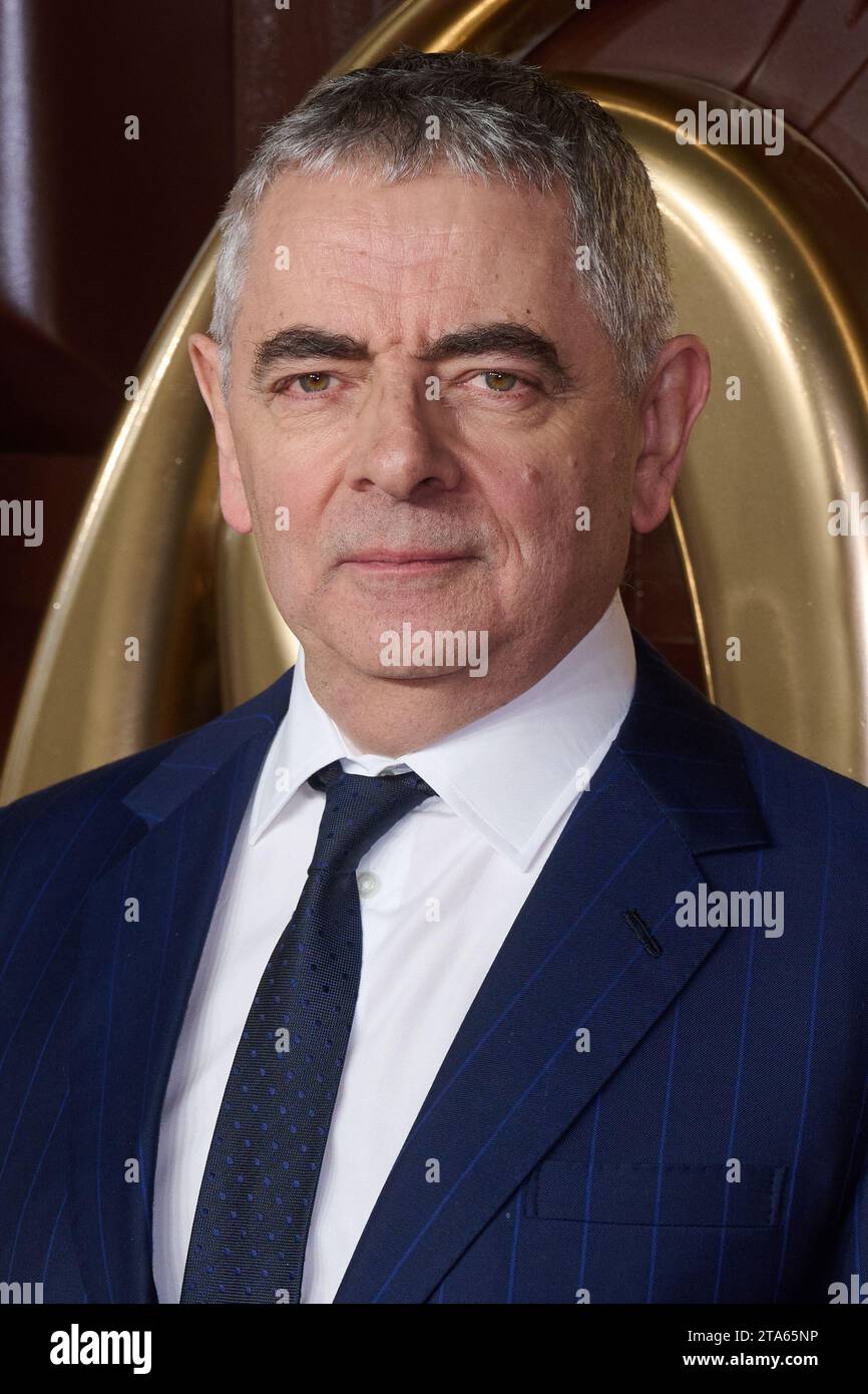 London, UK . 28 November, 2023 . Rowan Atkinson pictured at the World ...