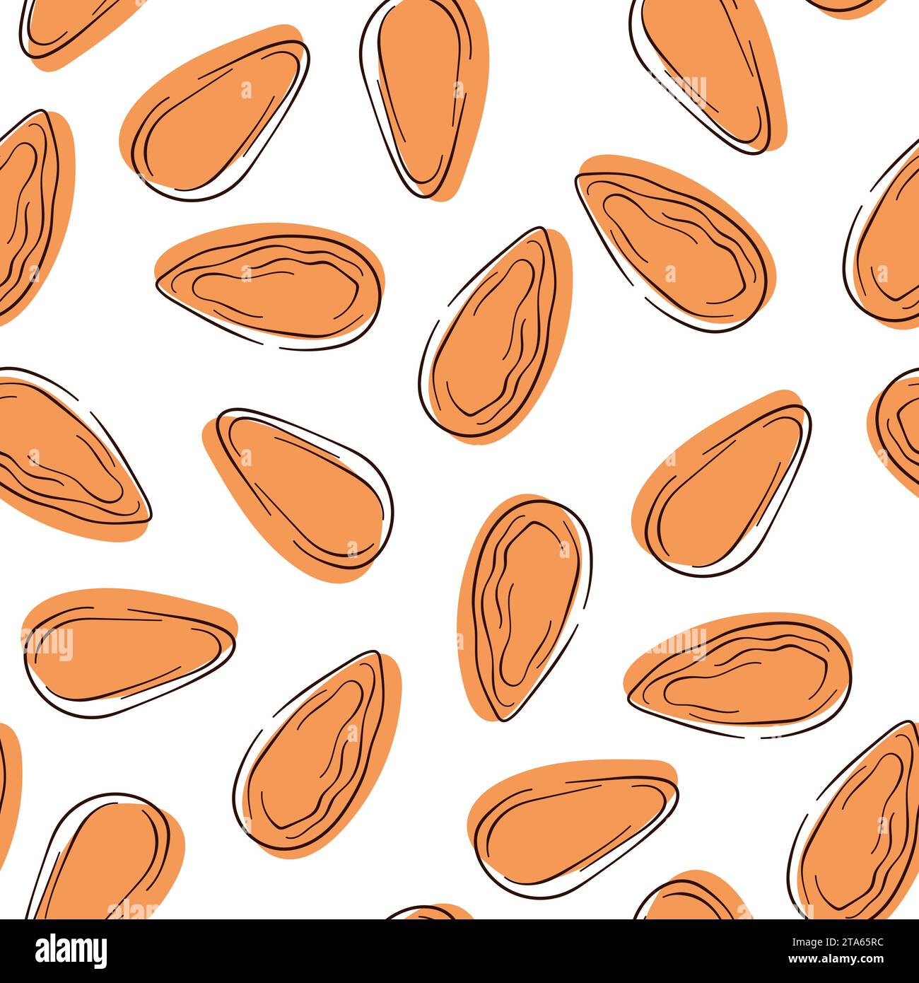 Almond seamless pattern in line art style. Hand drawn, sketches ...