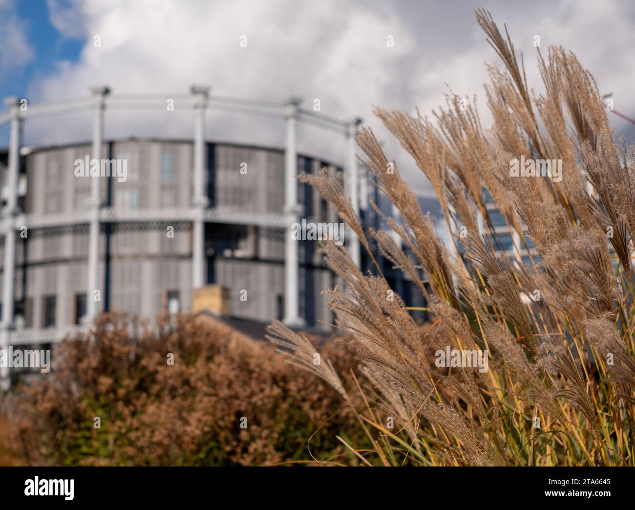 Kings Cross, London UK. Victorian gas holders converted into upmarket ...
