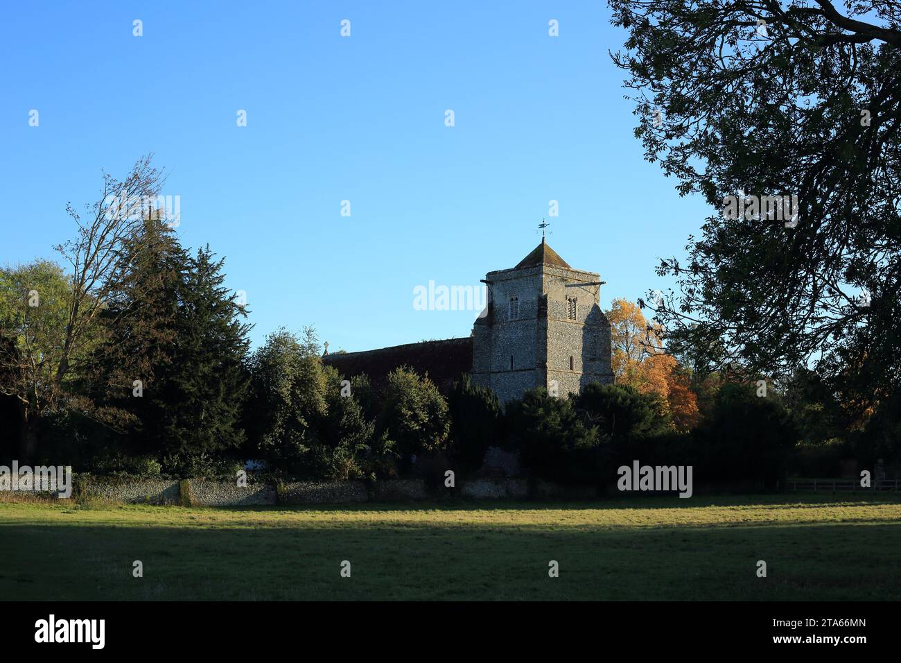 View of St Mary's Church from parkland at Bishopsbourne, Canterbury ...
