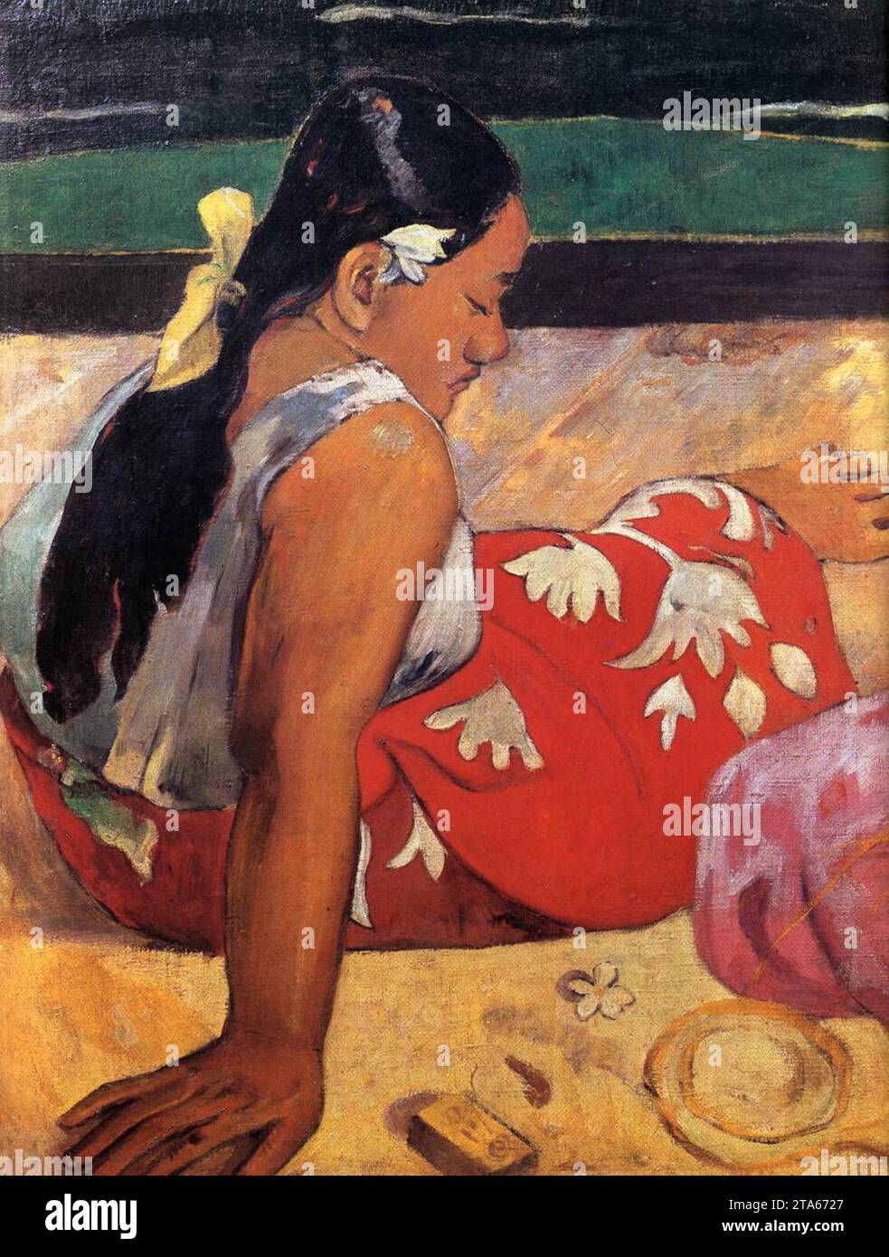 Tahitian Women on the Beach (detail) 1891 by Paul Gauguin Stock Photo ...