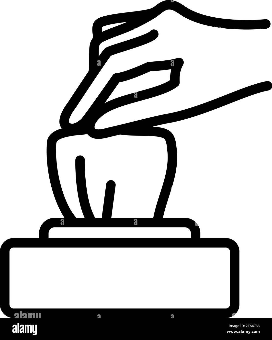 Hand antibacterial wipe line icon. Hand with wet wipe outline vector ...