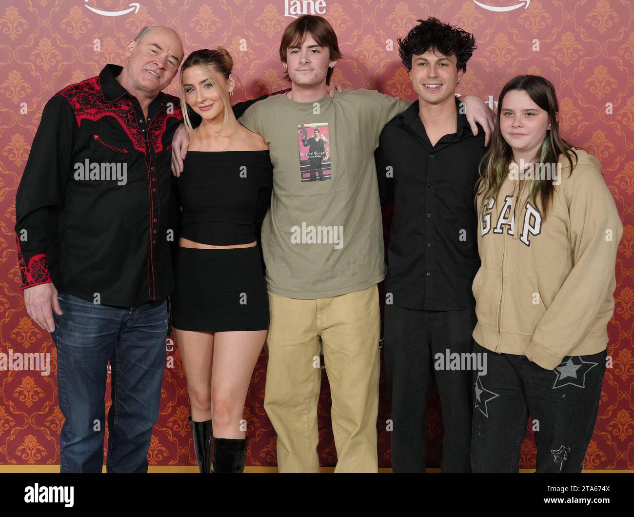 Los Angeles, USA. 28th Nov, 2023. David Koechner and Children arrives ...
