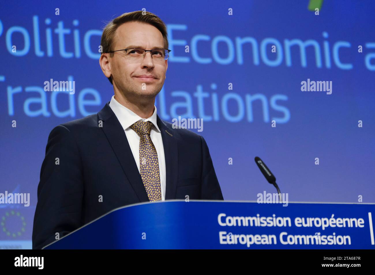 Brussels, Belgium. 29th Nov, 2023. Spokesperson of European Commission ...