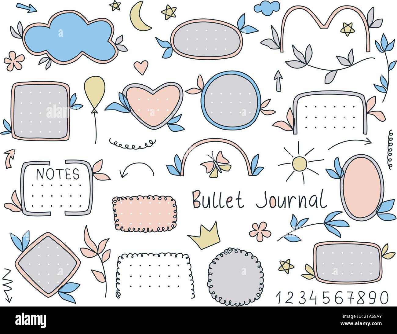 Bullet journal hand drawn set. Simple graphic elements for keeping ...