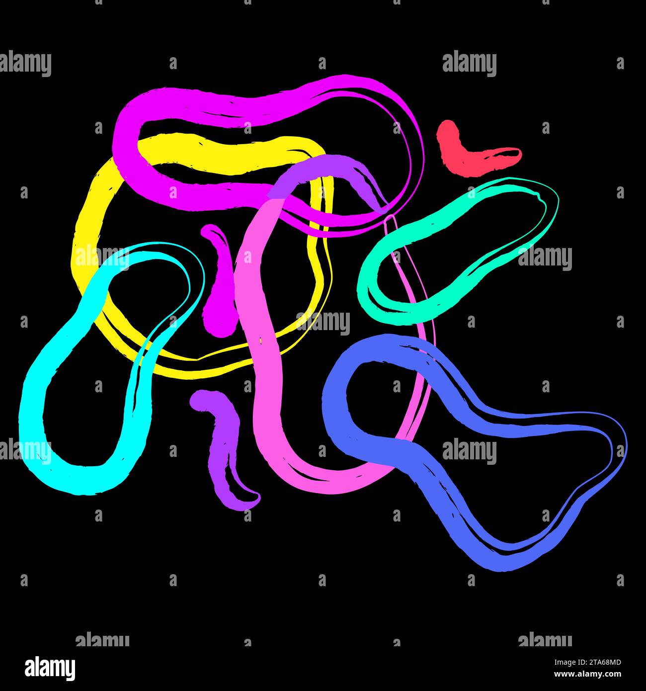 Doodle Vector composition in Vibrant, saturated neon colors. hand drawn ...