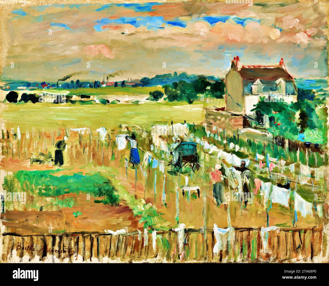 Hanging the Laundry out to Dry, 1875 (oil on canvas) by Artist Morisot ...
