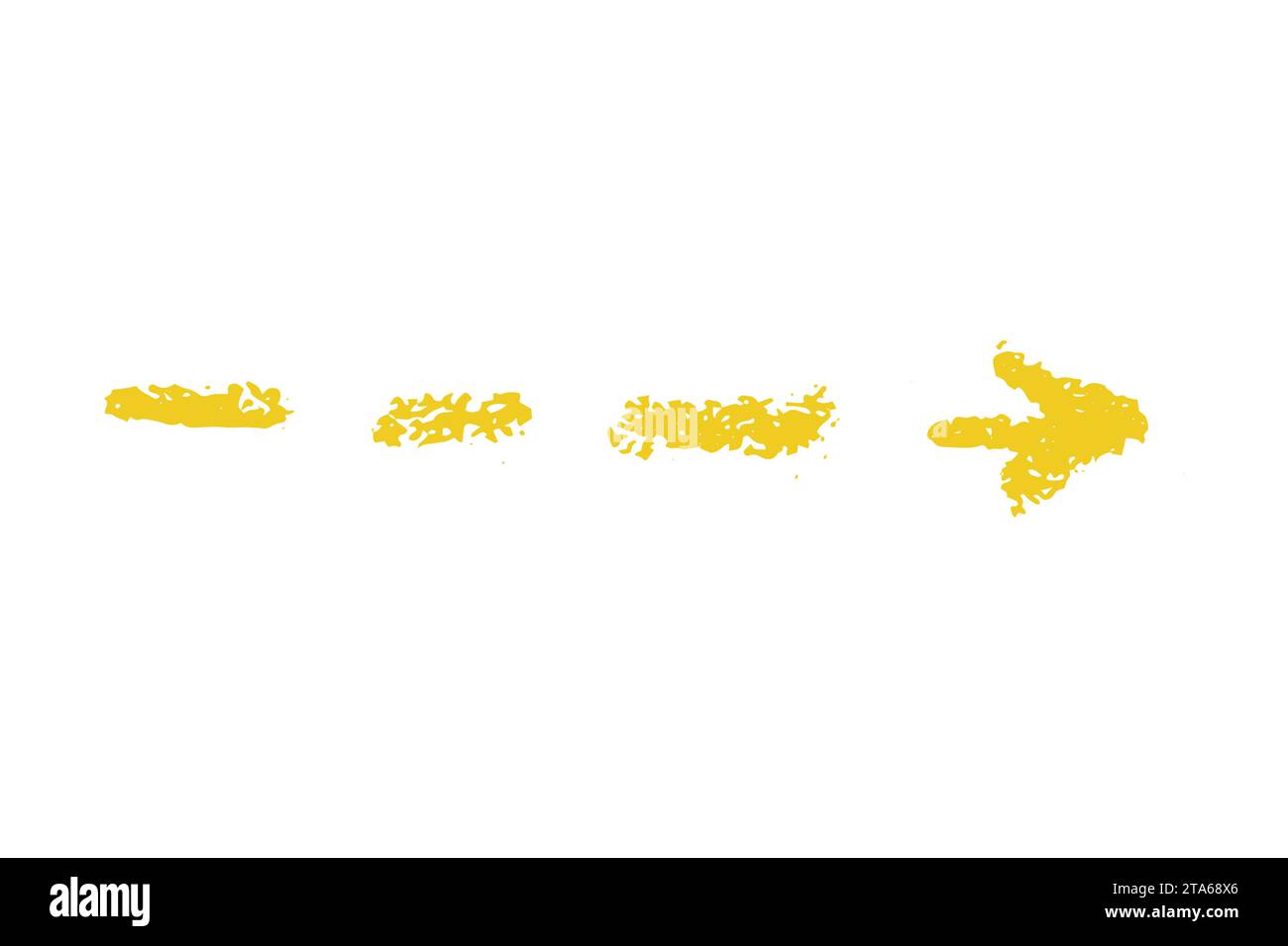 crayon emphasis arrow. Hand drawn yellow charcoal symbols for hand ...