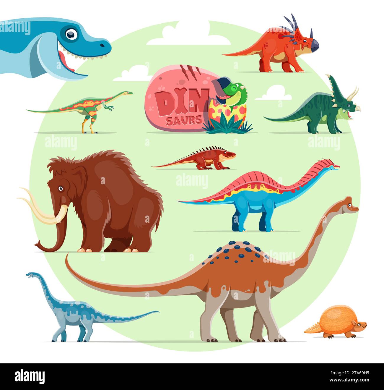 Childish dinosaurs cartoon personages. Jurassic era Styracosaurus ...