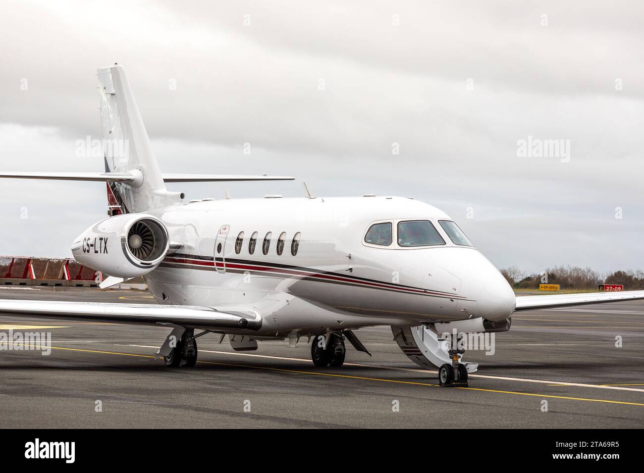 NetJets Cessna 680A Citation Latitude at Biarritz Airport Stock Photo ...