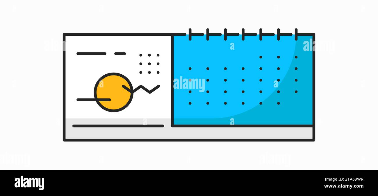 Desk or table spiral calendar outline icon. Vector planning schedule ...