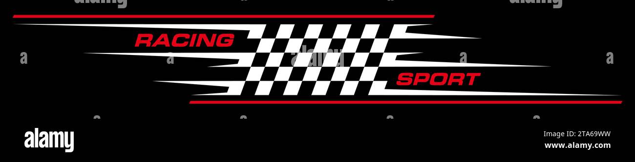 Racing sport or motorsport emblem, rally racing sticker with checkered ...