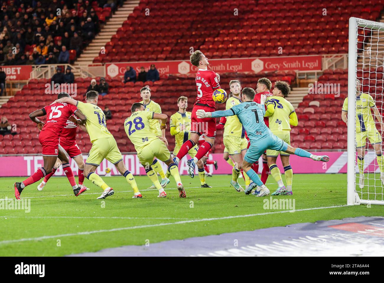 Rav van den Berg of Middlesbrough scores 2-0 - Middlesbrough v Preston ...