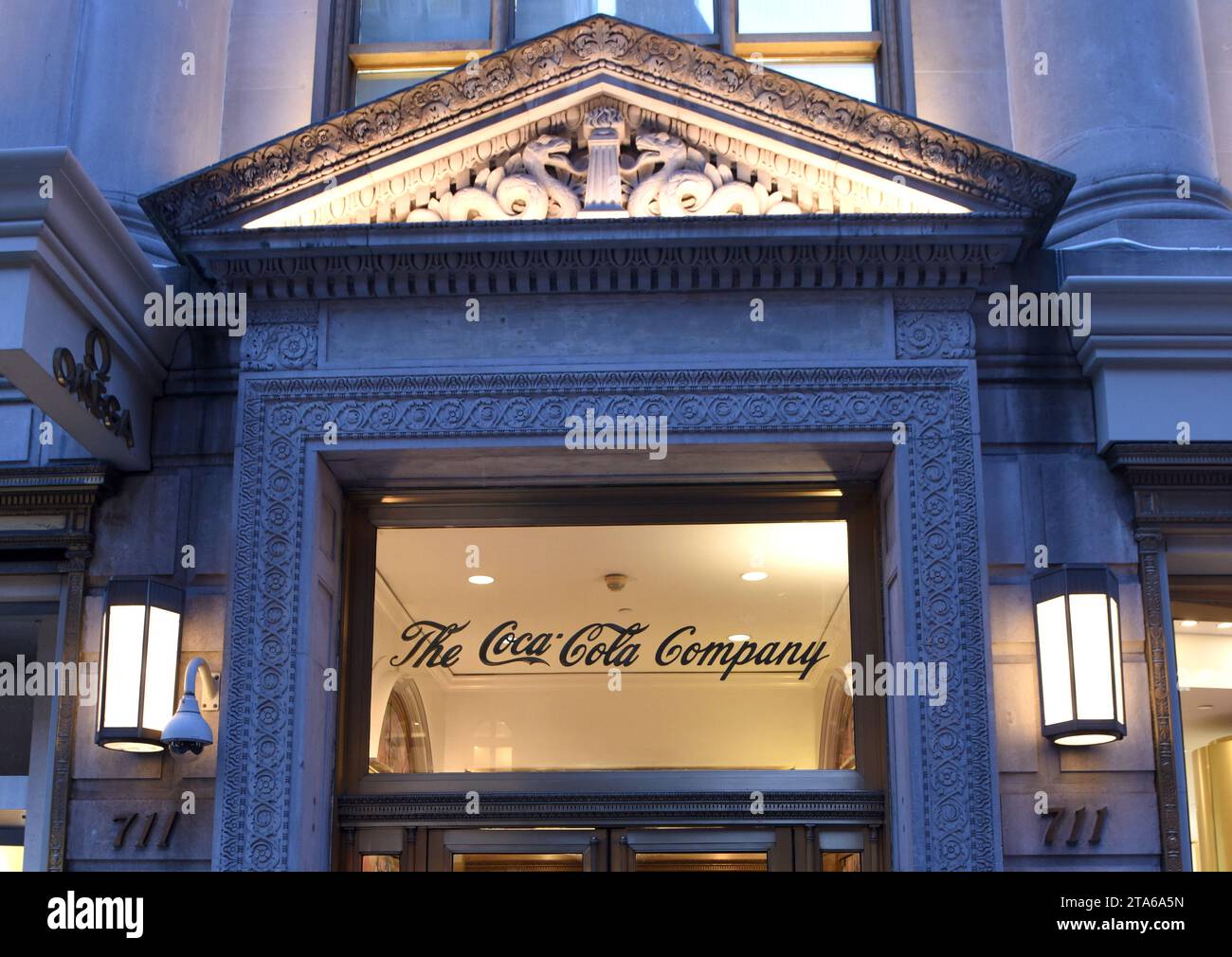 New York, USA - May 25, 2018: Coca-Cola office at 5th Ave, in New York ...