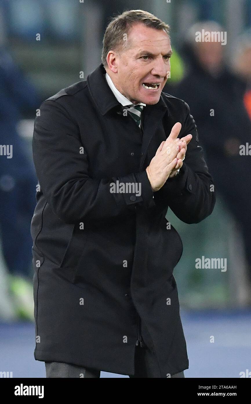 Rome, Lazio. 28th Nov, 2023. Celtic trainer Brendan Rodgers during the ...