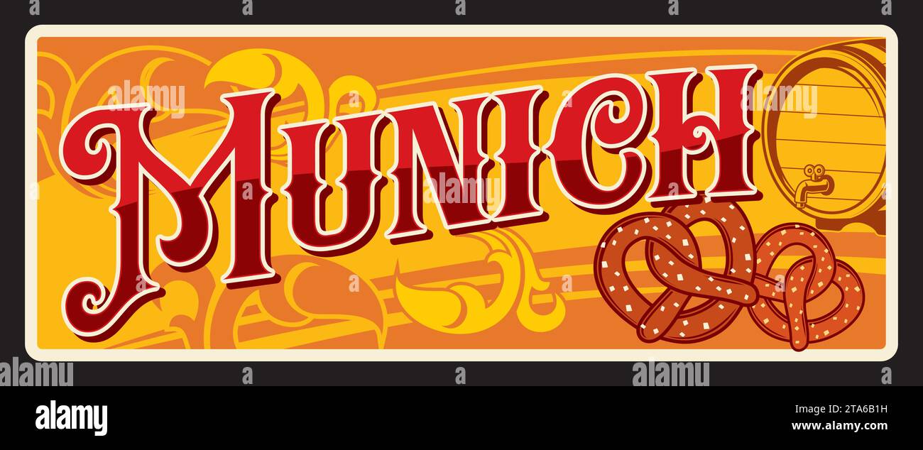 Munich travel sticker and plate or Germany city luggage tag, vector tin ...