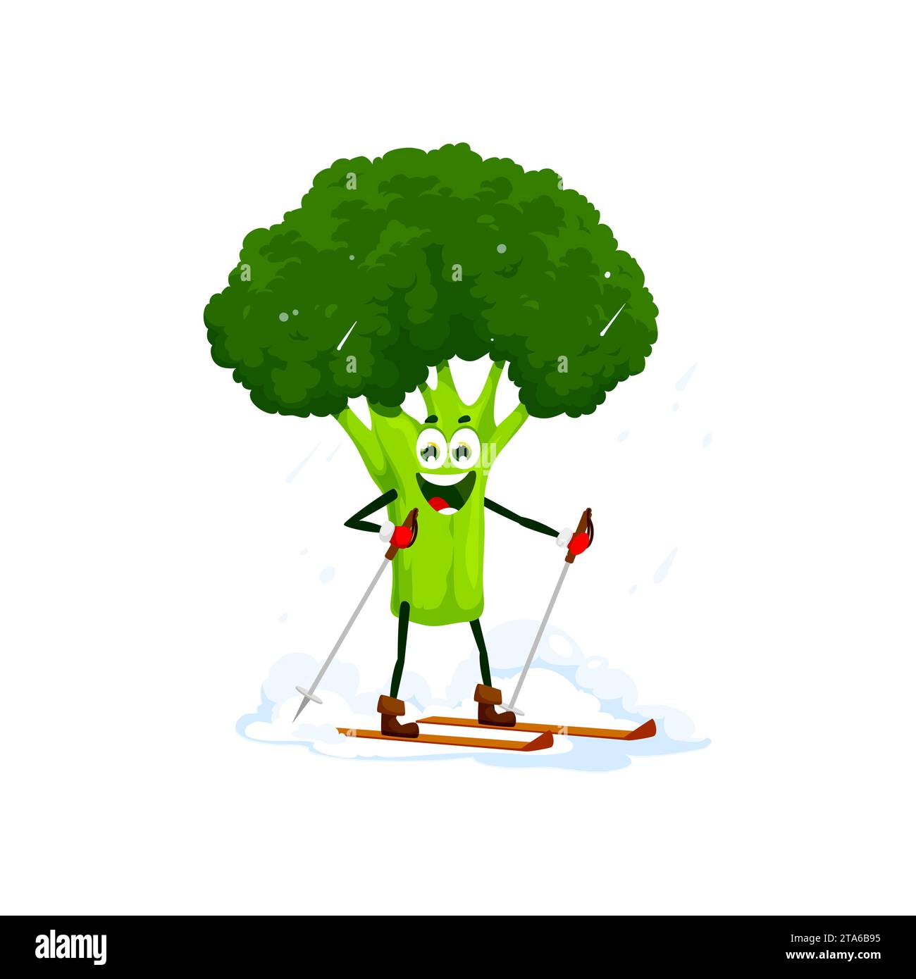 Cartoon Broccoli Cute Kawaii Dancing Broccoli Cartoon Illustration'