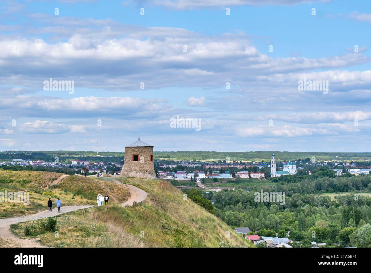 Yelabuga, Russia - June 18, 2023: Path leading to white stone tower ...