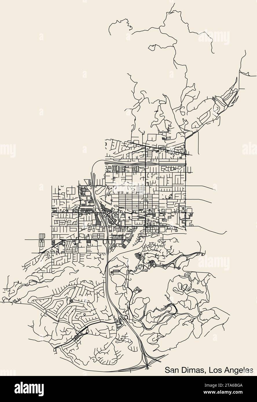 Street roads map of the CITY OF SAN DIMAS, LOS ANGELES CITY COUNCIL ...
