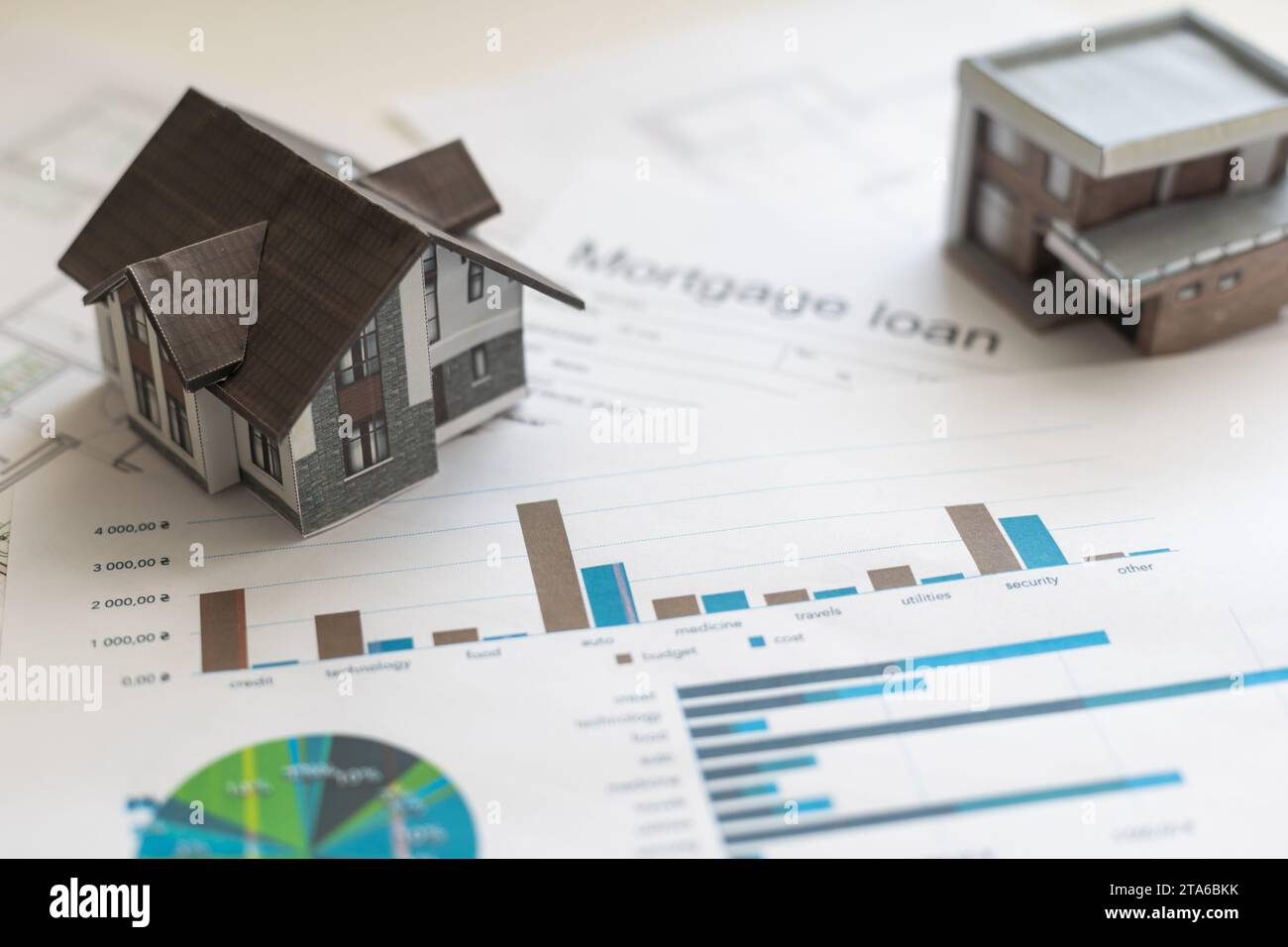 Volumetric project of house. Layout of a house with an open roof ...