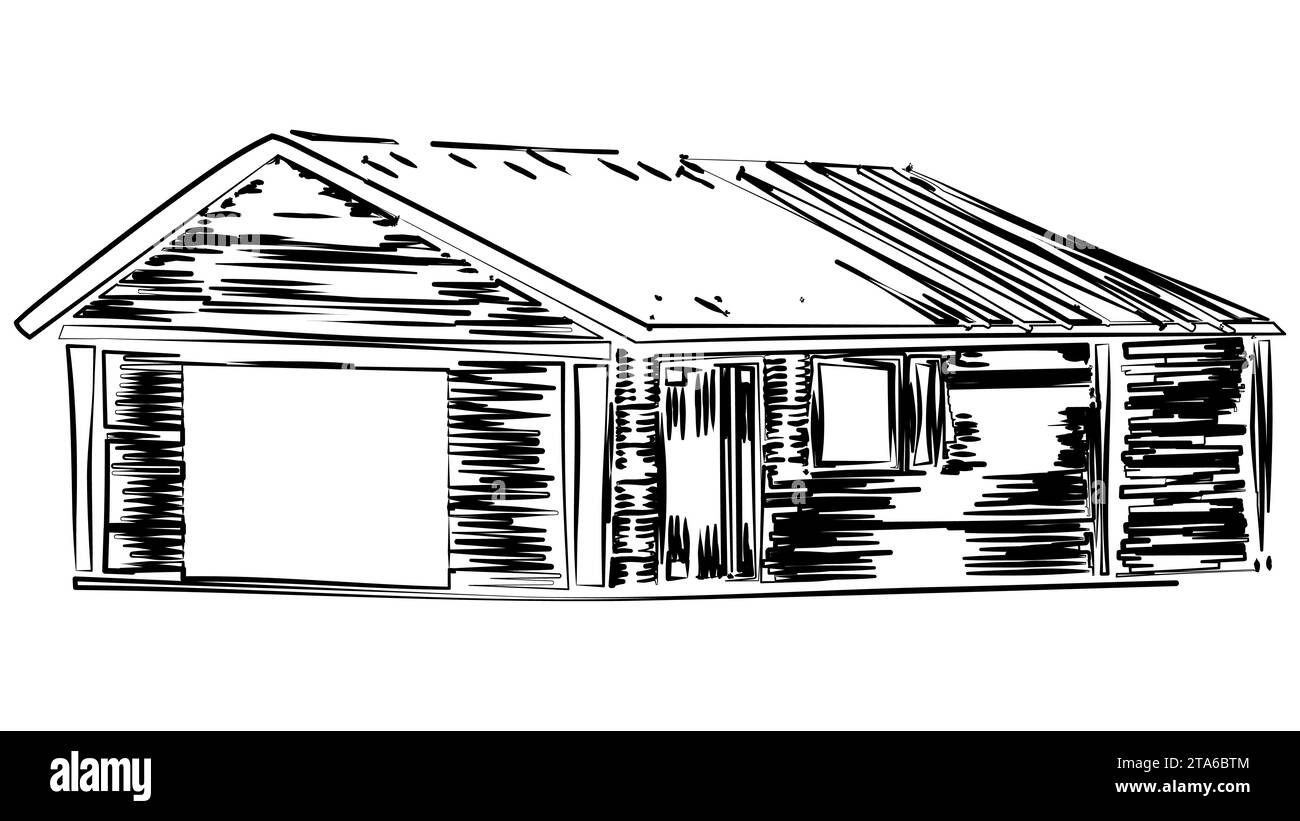 Set of outline farm barns and houses isolated on white background ...