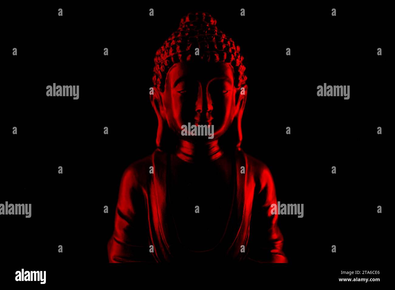 Buddha Purnima and Vesak day concept, Red Buddha statue with low key ...