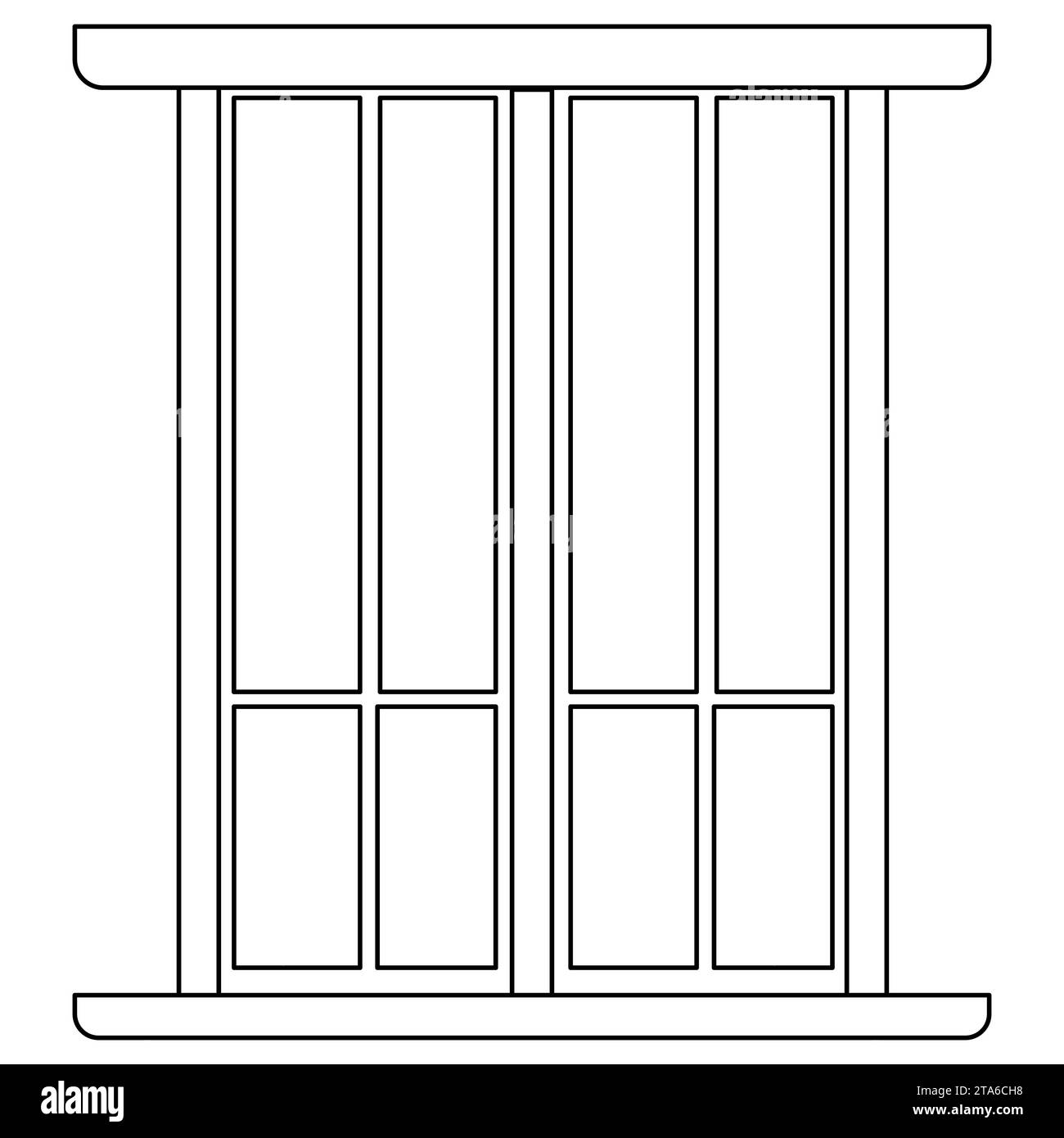Rectangular window outline for house isolated on white background ...