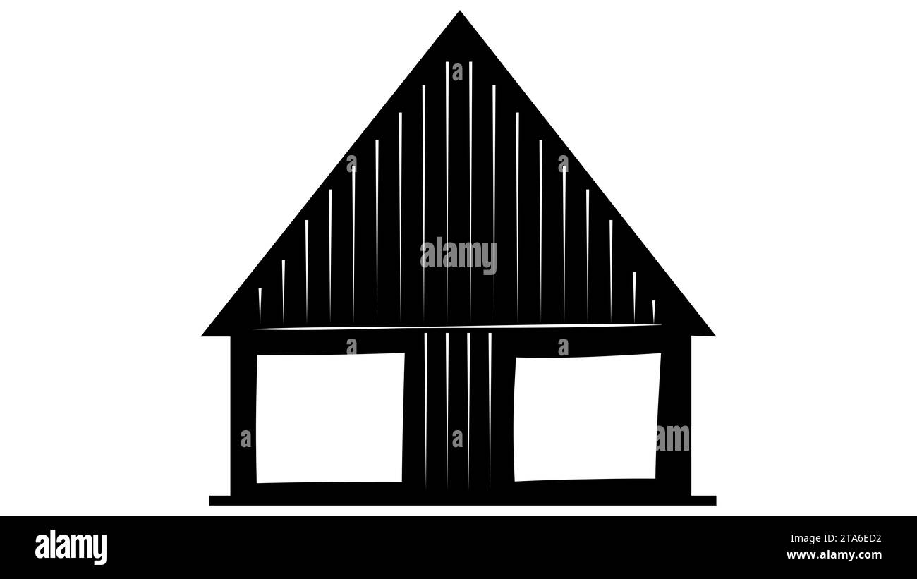 Set of silhouette farm barns and houses isolated on white background ...