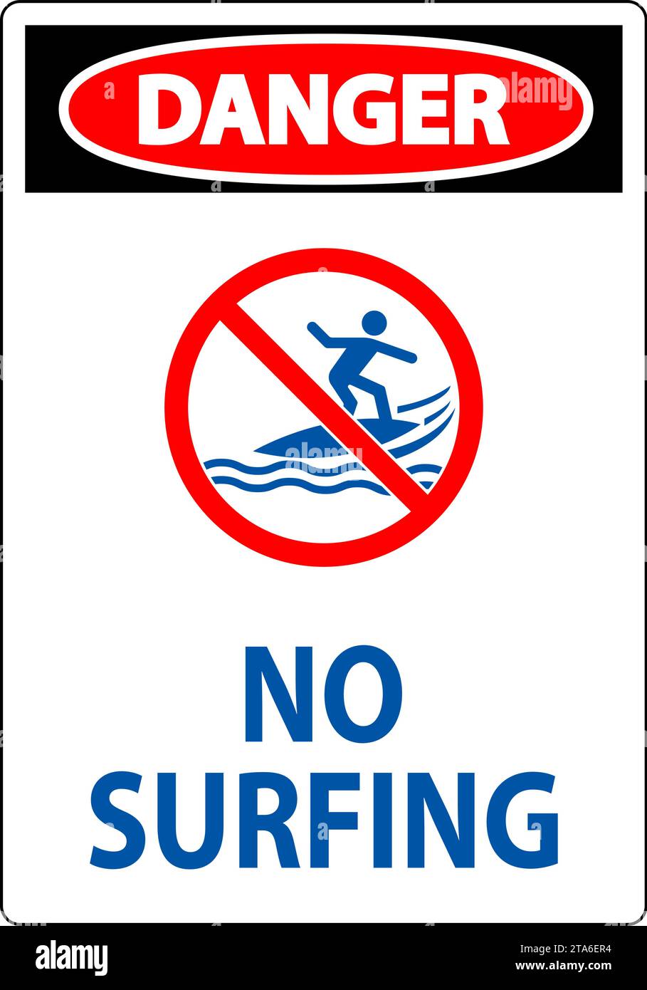 Danger Beach Safety Sign No Surfing Stock Vector Image & Art - Alamy