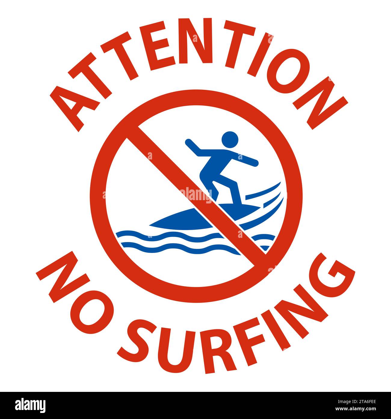 Attention Beach Safety Sign No Surfing Stock Vector Image & Art - Alamy