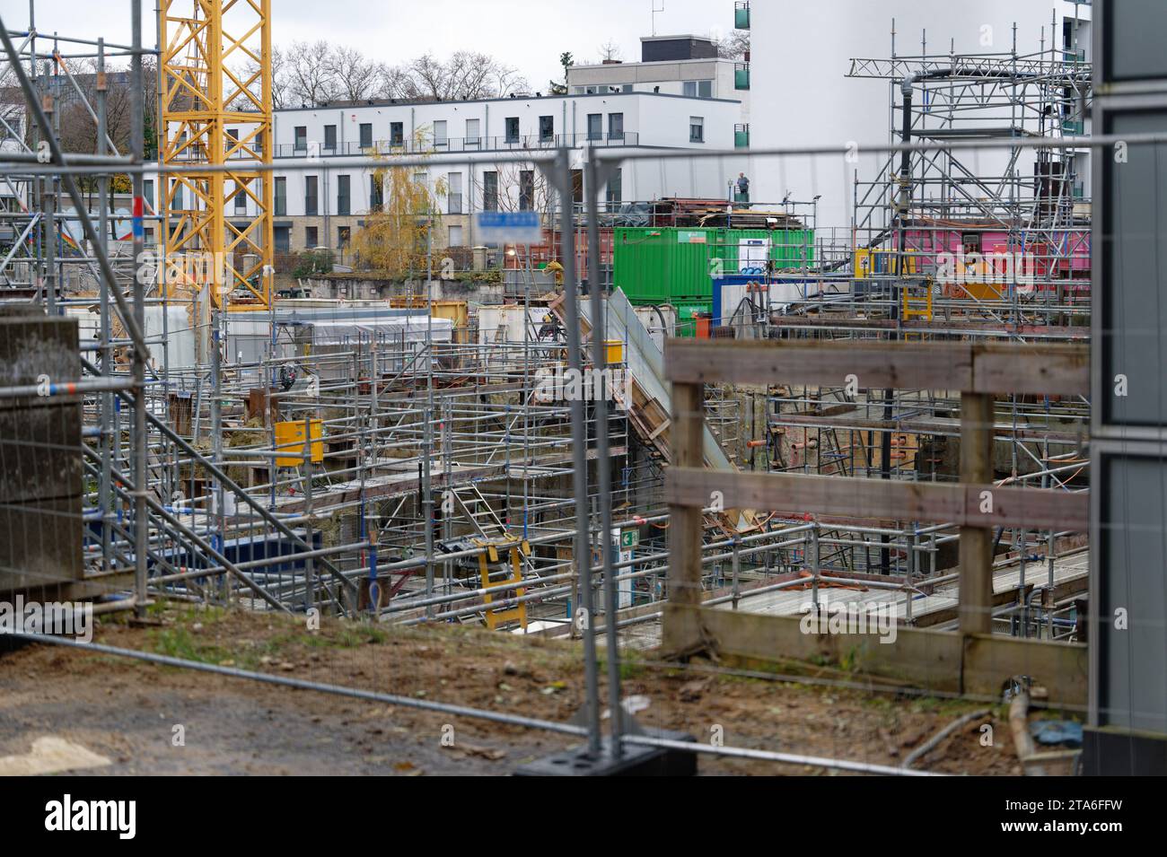 Cologne, Germany. 29th Nov, 2023. Construction fences surround the ...