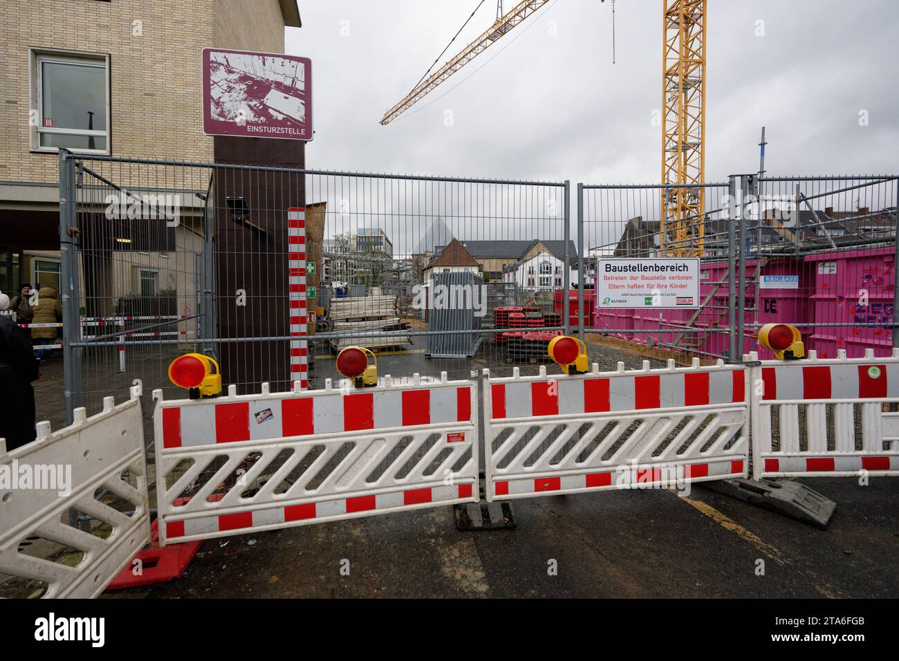 Cologne, Germany. 29th Nov, 2023. Construction fences surround the ...