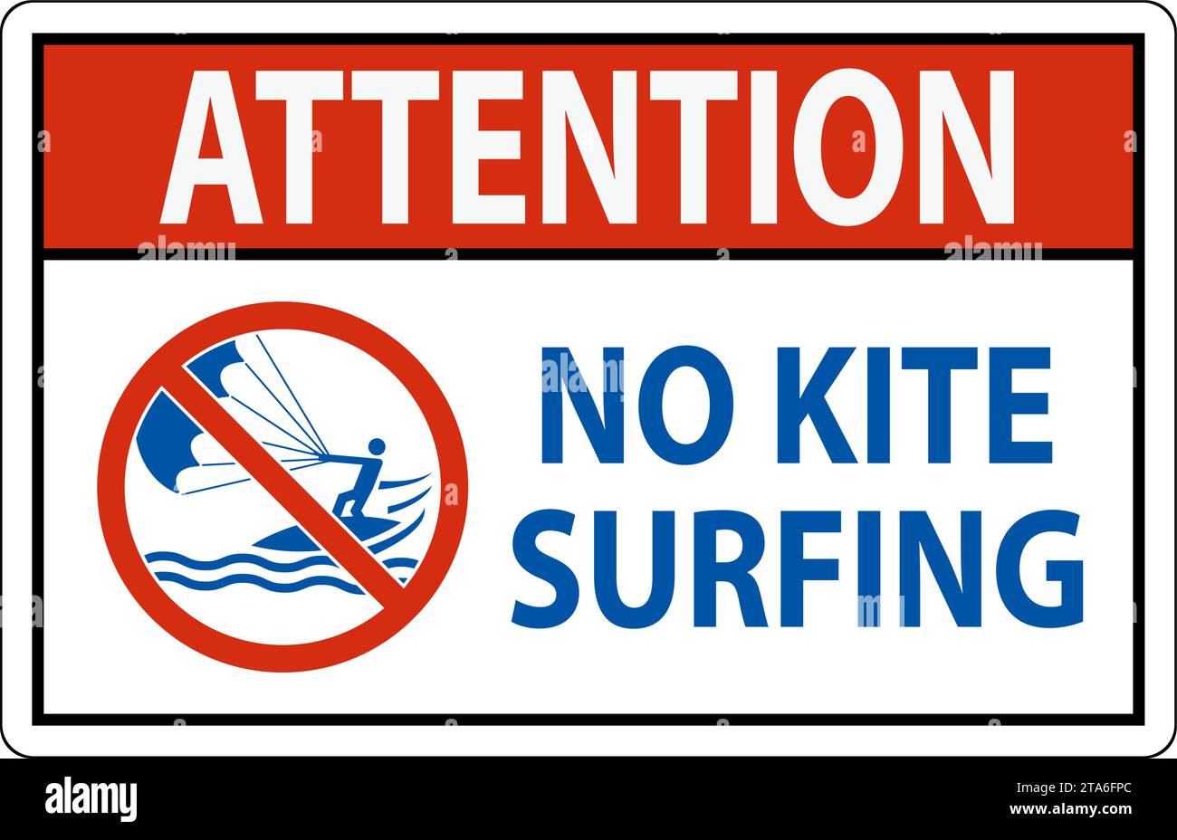 Water Safety Sign Attention, No Kite Surfing Stock Vector Image & Art ...