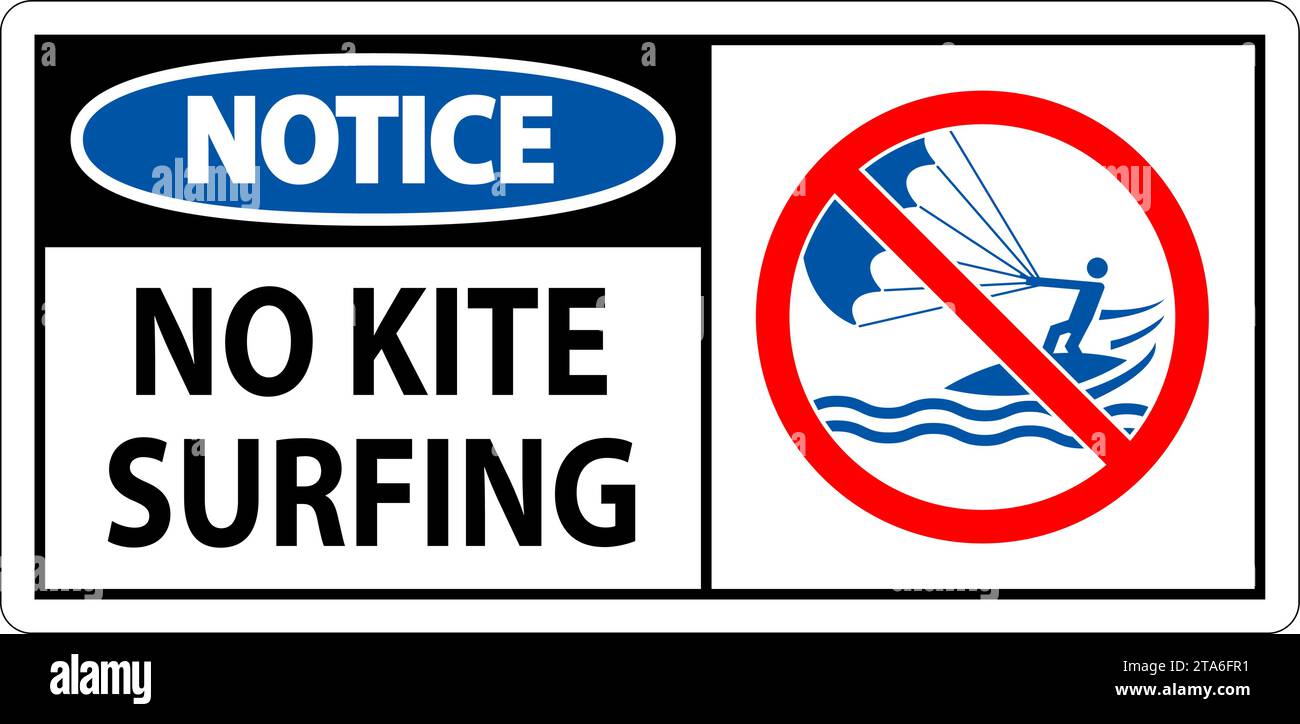 Water Safety Sign Danger, No Kite Surfing Stock Vector Image & Art - Alamy